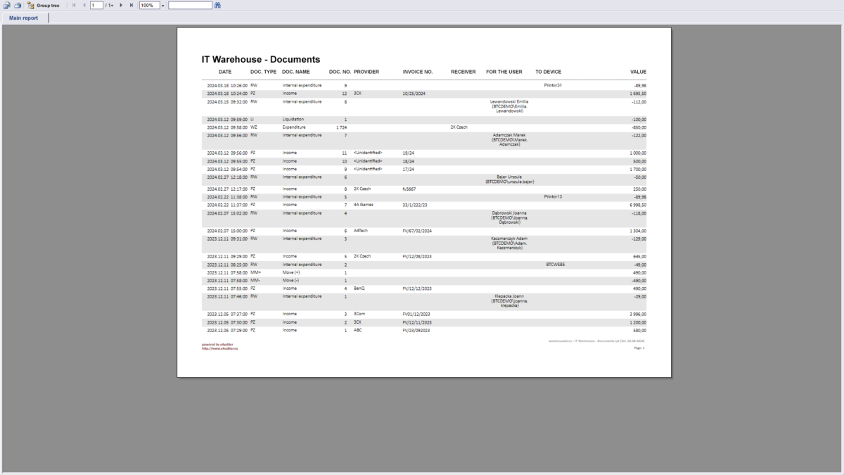 IT inventory in the organization - eAuditor WEB AI