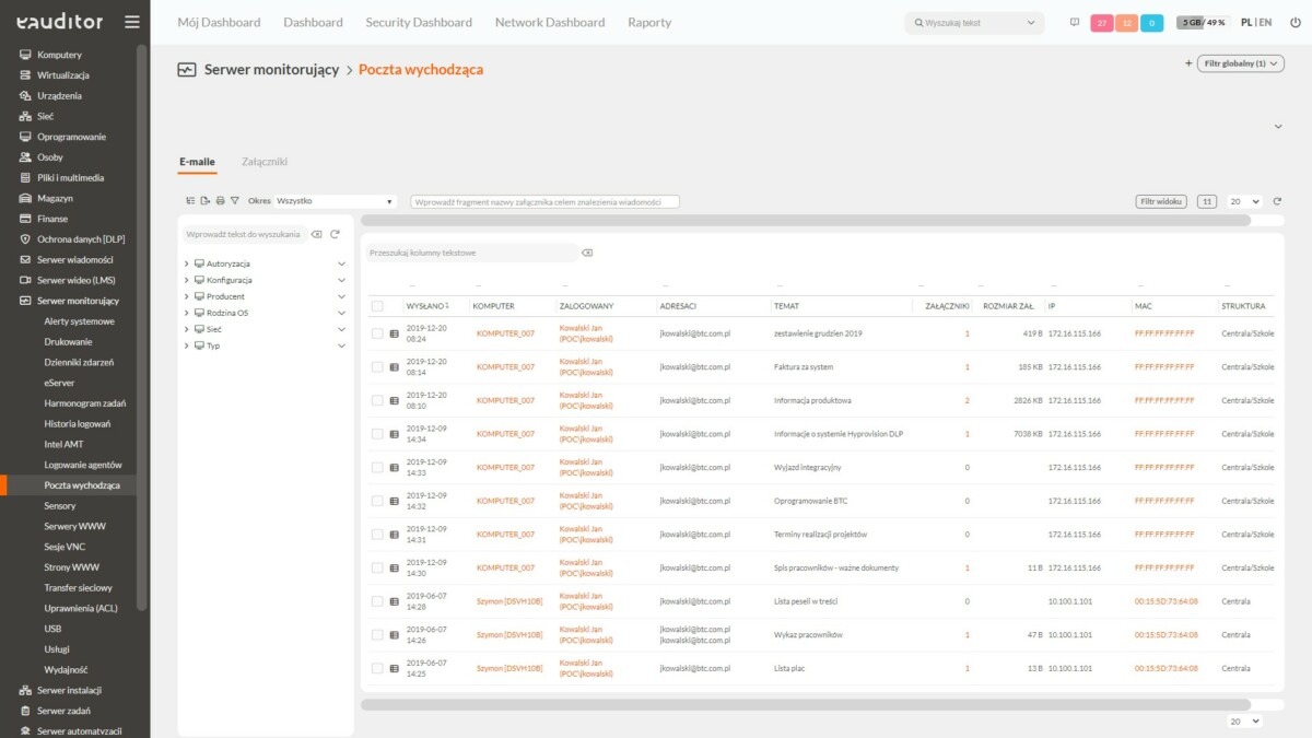 Employee email monitoring - eAuditor