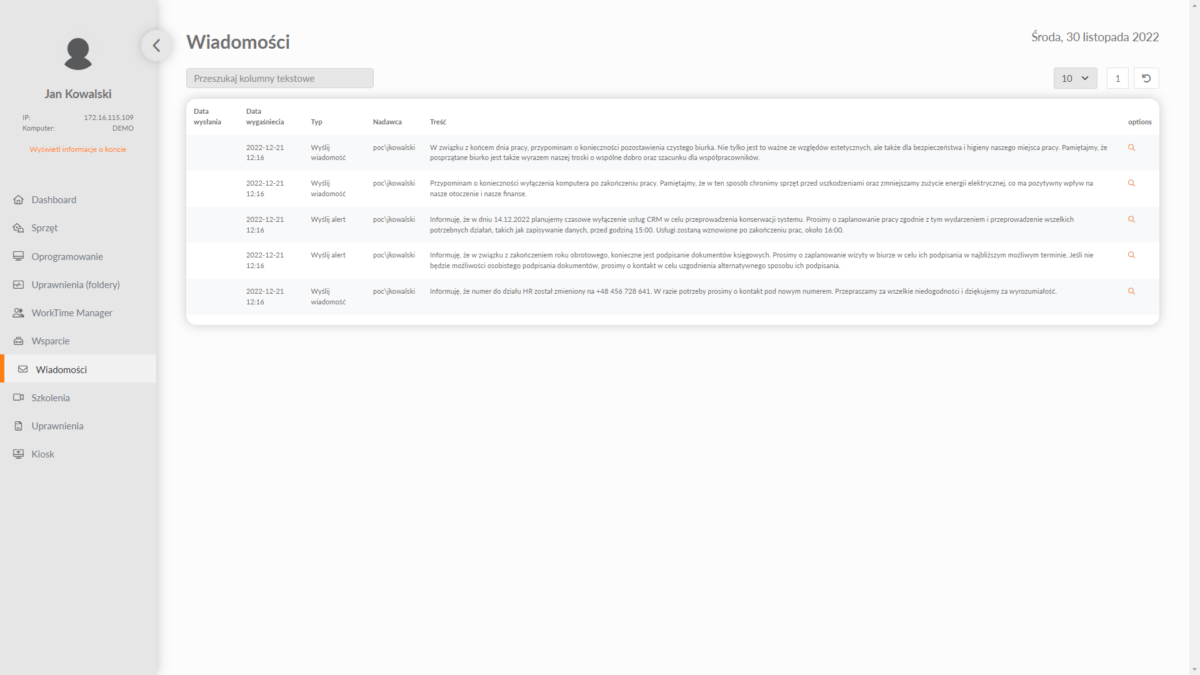 Employee panel in eAuditor | Simple IT for everyone
