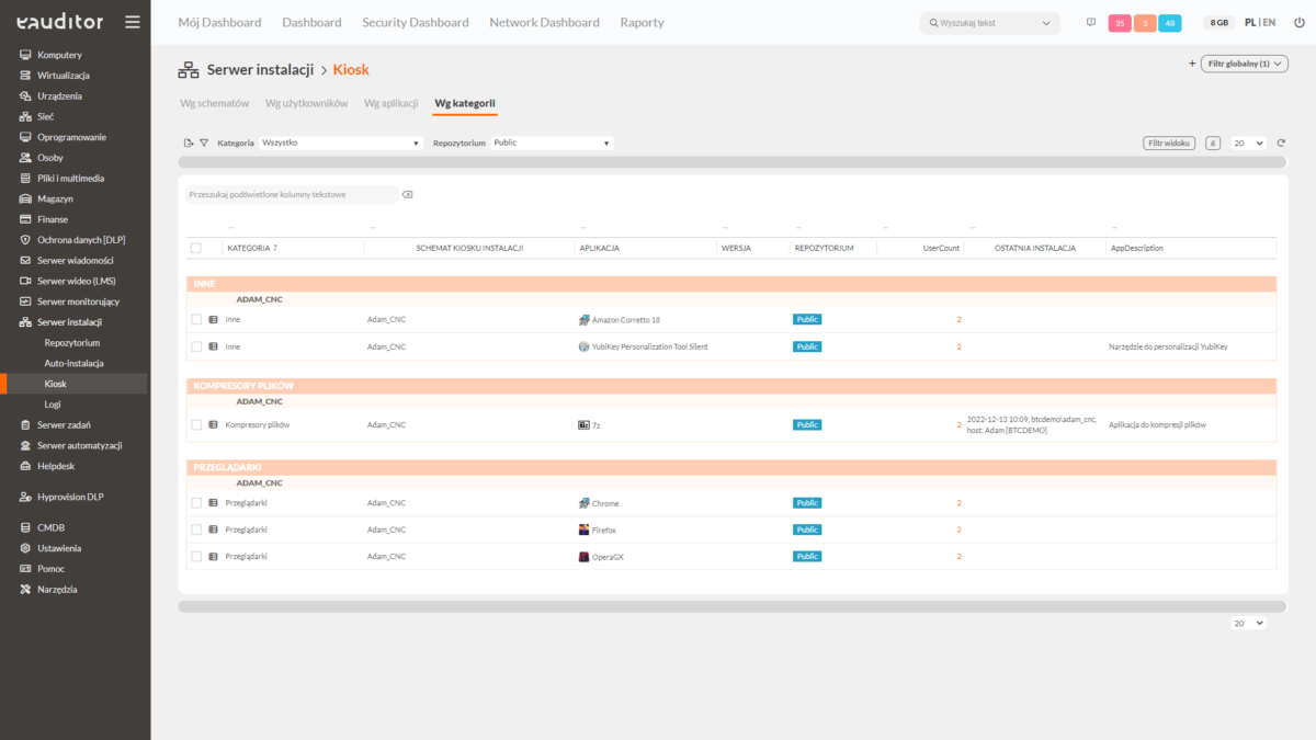 Remote installation of executable files - eAuditor